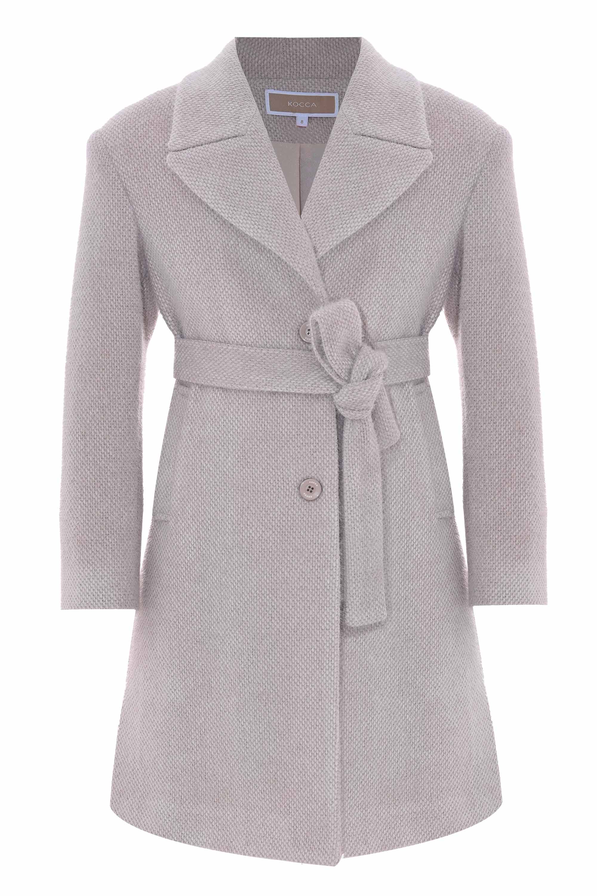 Girls' grey coat with belt - Coat TOYOYO | Kocca