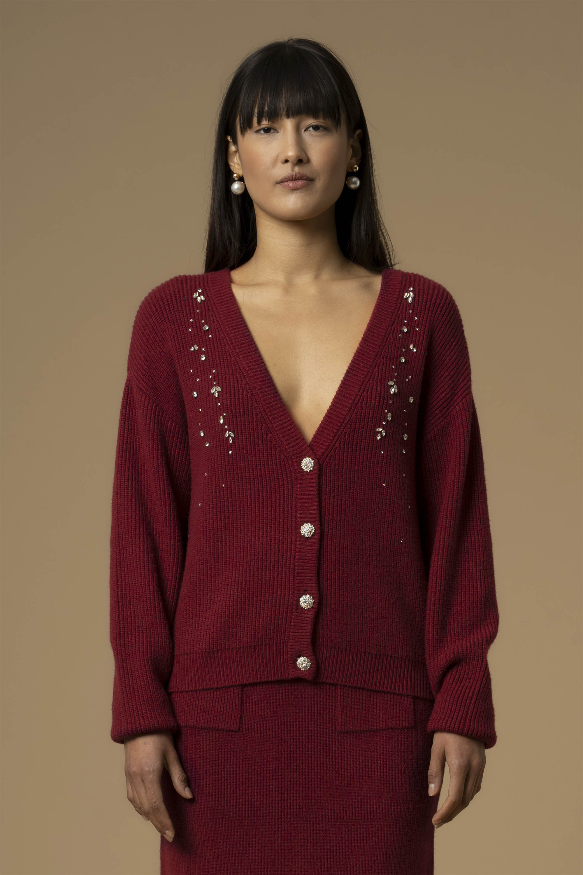 Chic professional v-necked cardigan style sweater - Sweater with ...
