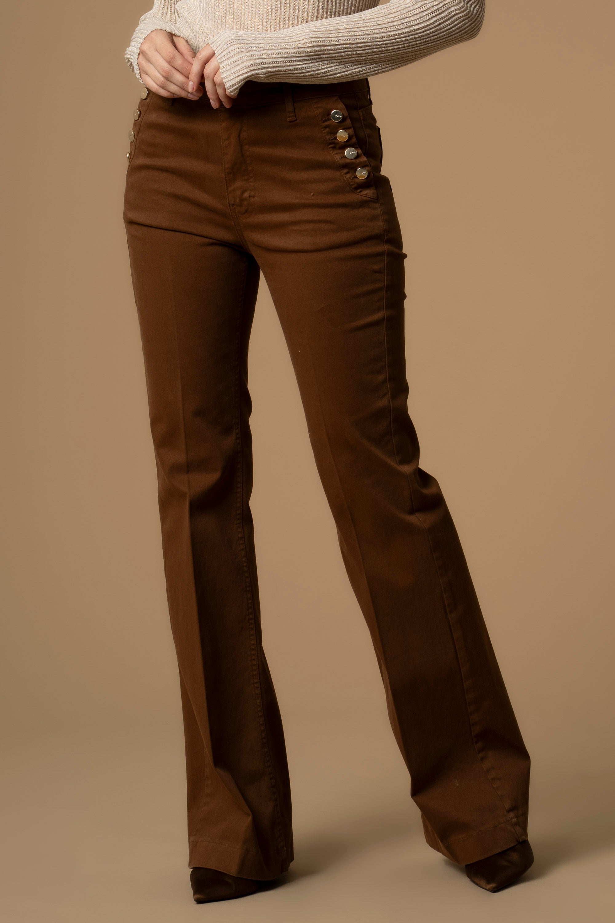 Slim fit trousers, ornate button detail - Trousers COLOR ROONEY | Kocca