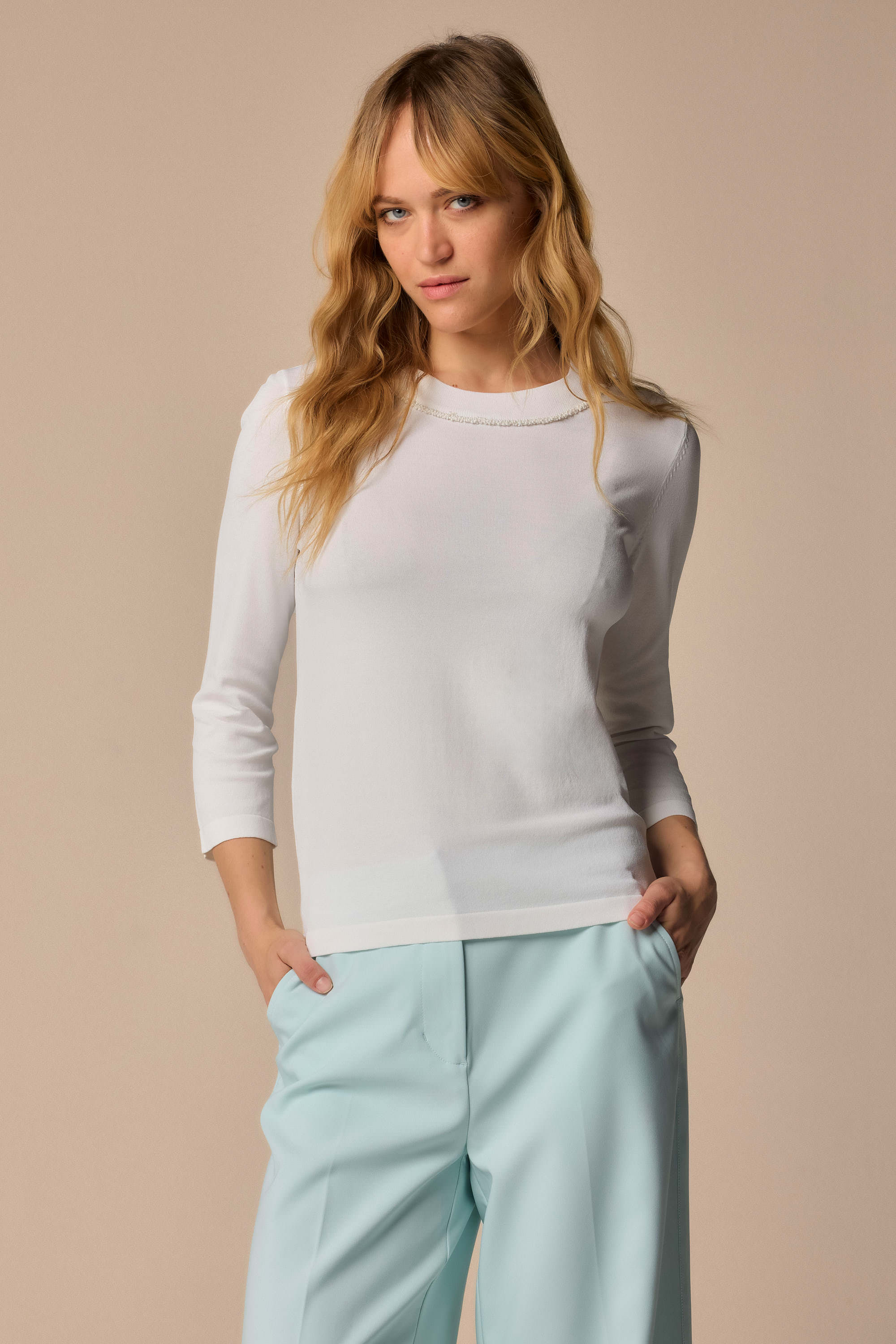 Chic long sleeved close fitting blouse - Sweater HANNE by Kocca